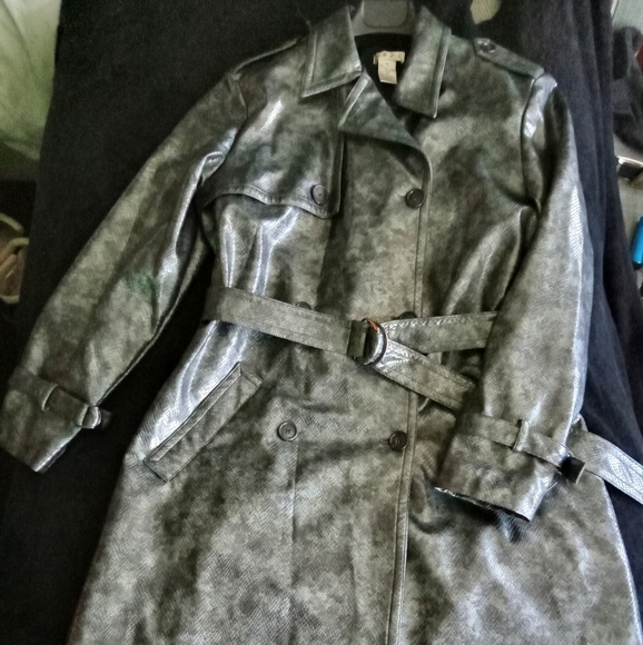 K.A.T.Y. | Jackets & Coats | Medium Greyblack Mid Length Trench Coat ...